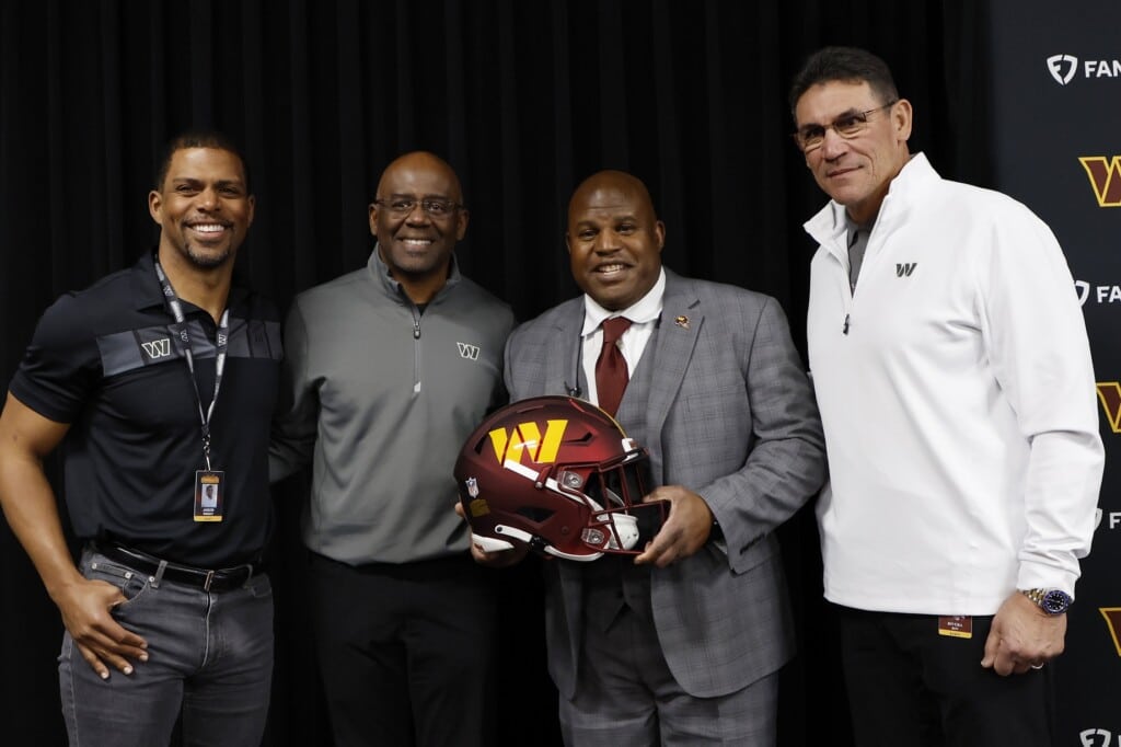 As Sale Looms, Eric Bieniemy Introduced by Commanders